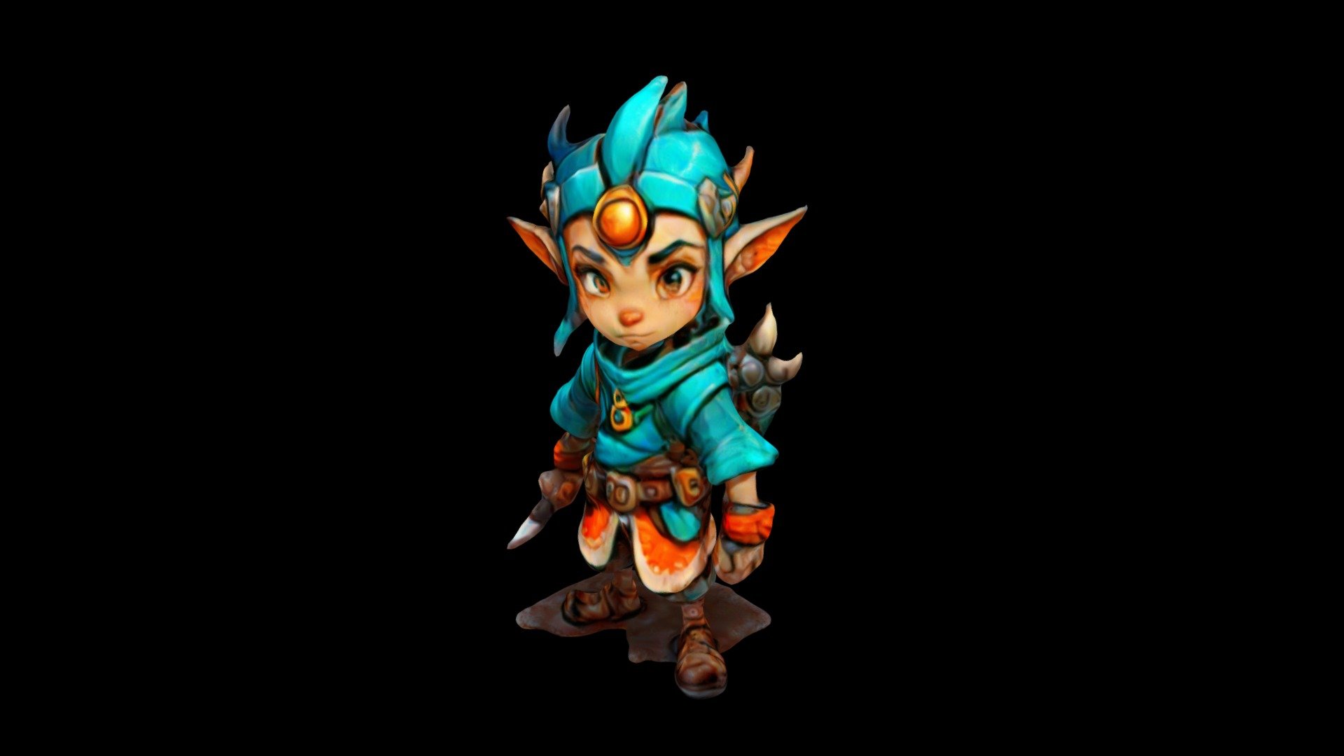 a cute cartoon elf warrior he is wearing a blue - Download Free 3D ...