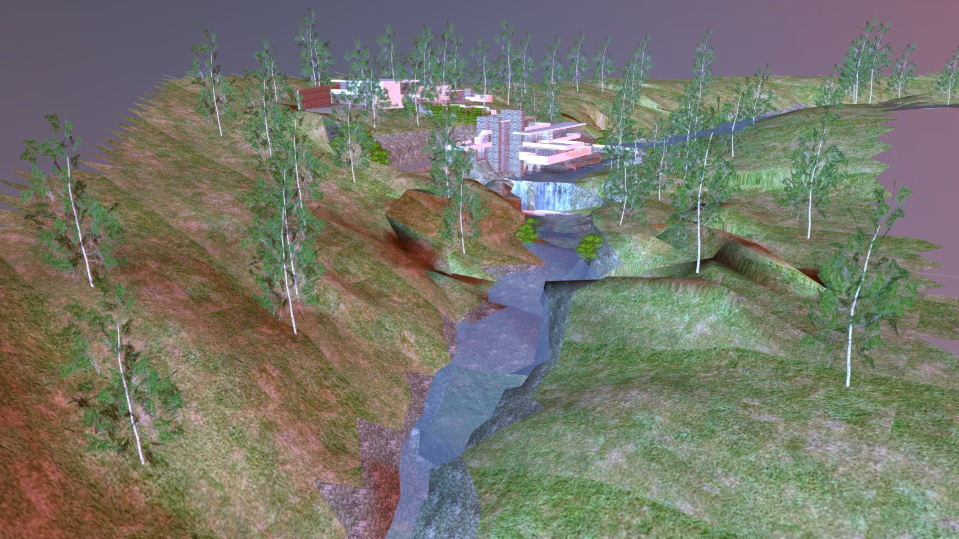 Fallingwater Exterior by Frank Lloyd Wright - 3D model by Media Center ...
