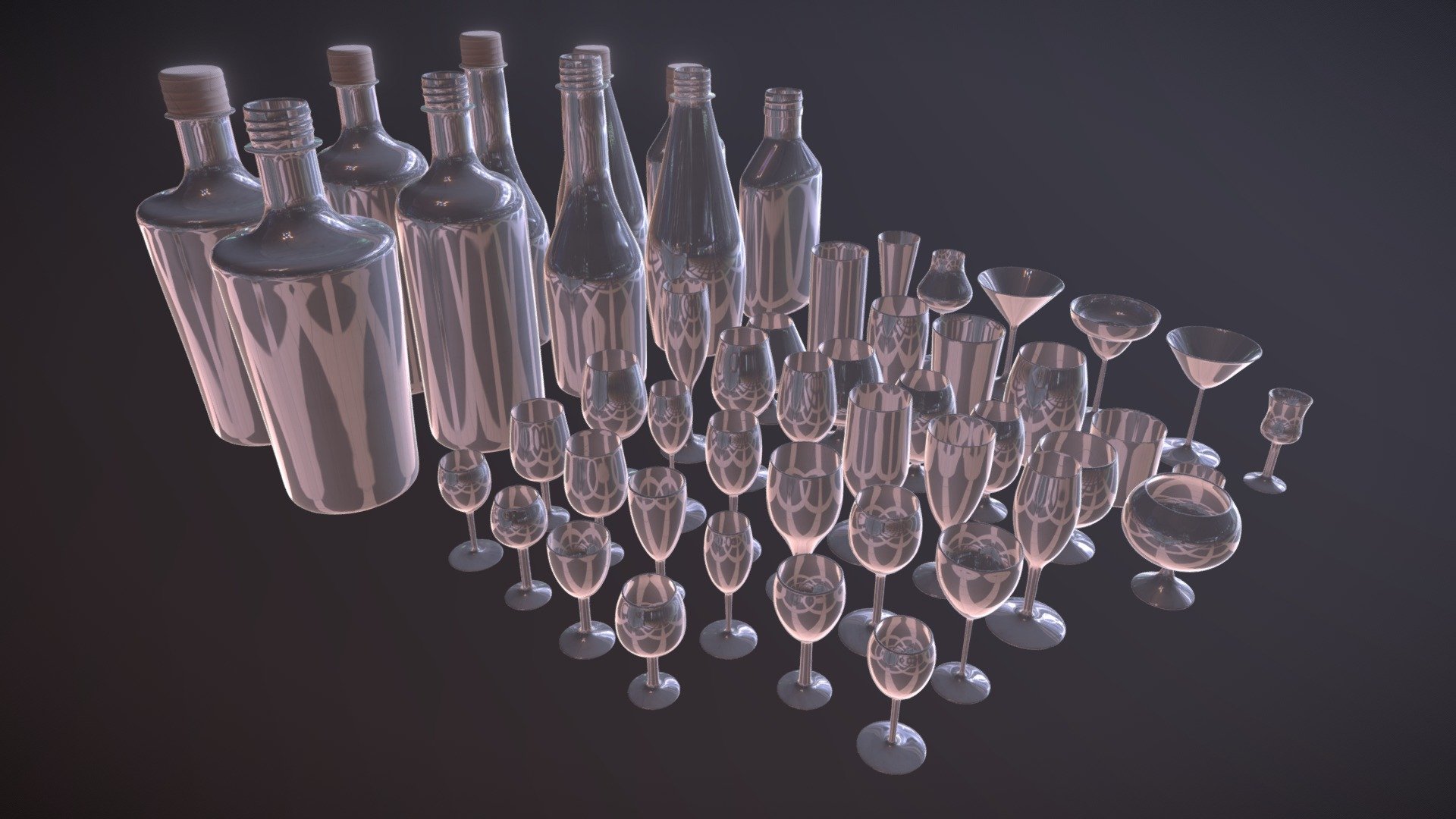 The ultimate glass pack (cups and bottles) - Download Free 3D model by ...