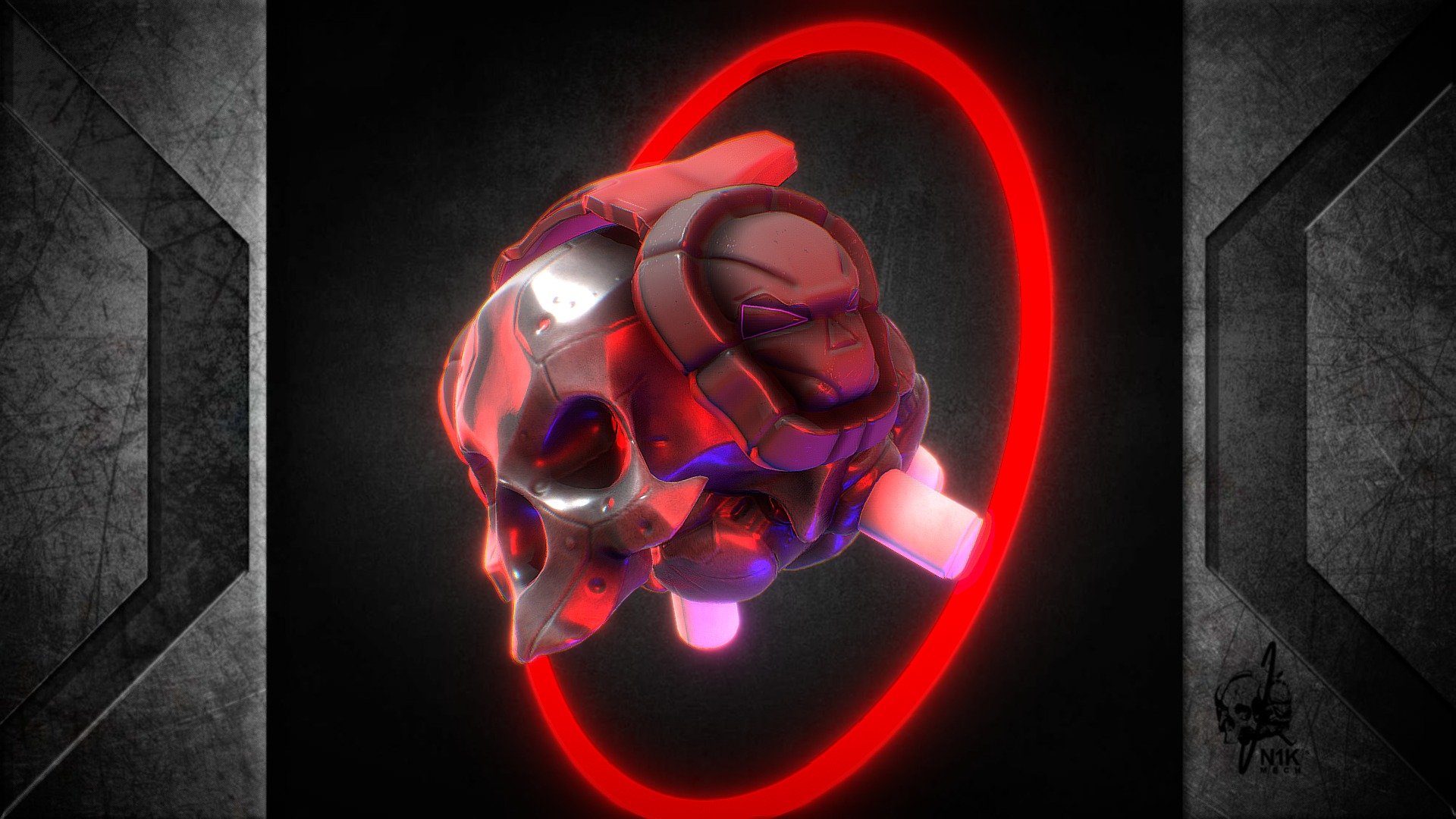 Techno Skull - 3D model by N1K (@n1k77) [1eb4320] - Sketchfab