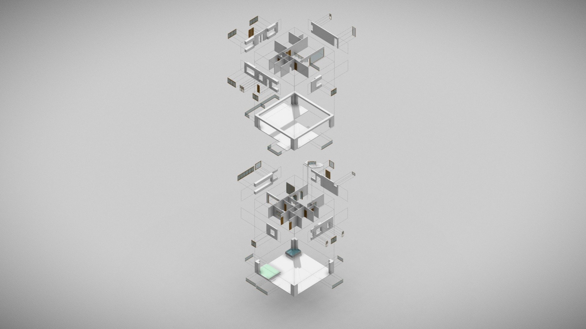 Residence Exploded Axono (Academic Work) - 3D model by Tahsin R. Pulok ...