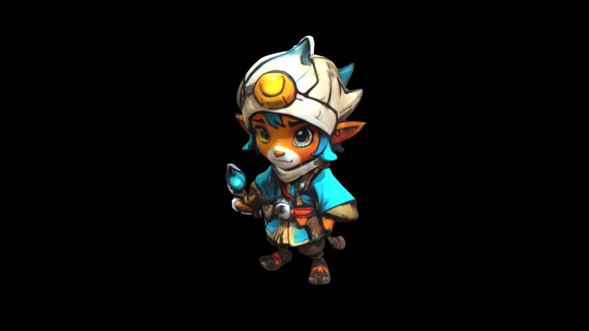 a cartoon character with orange and blue hair - Download Free 3D model ...