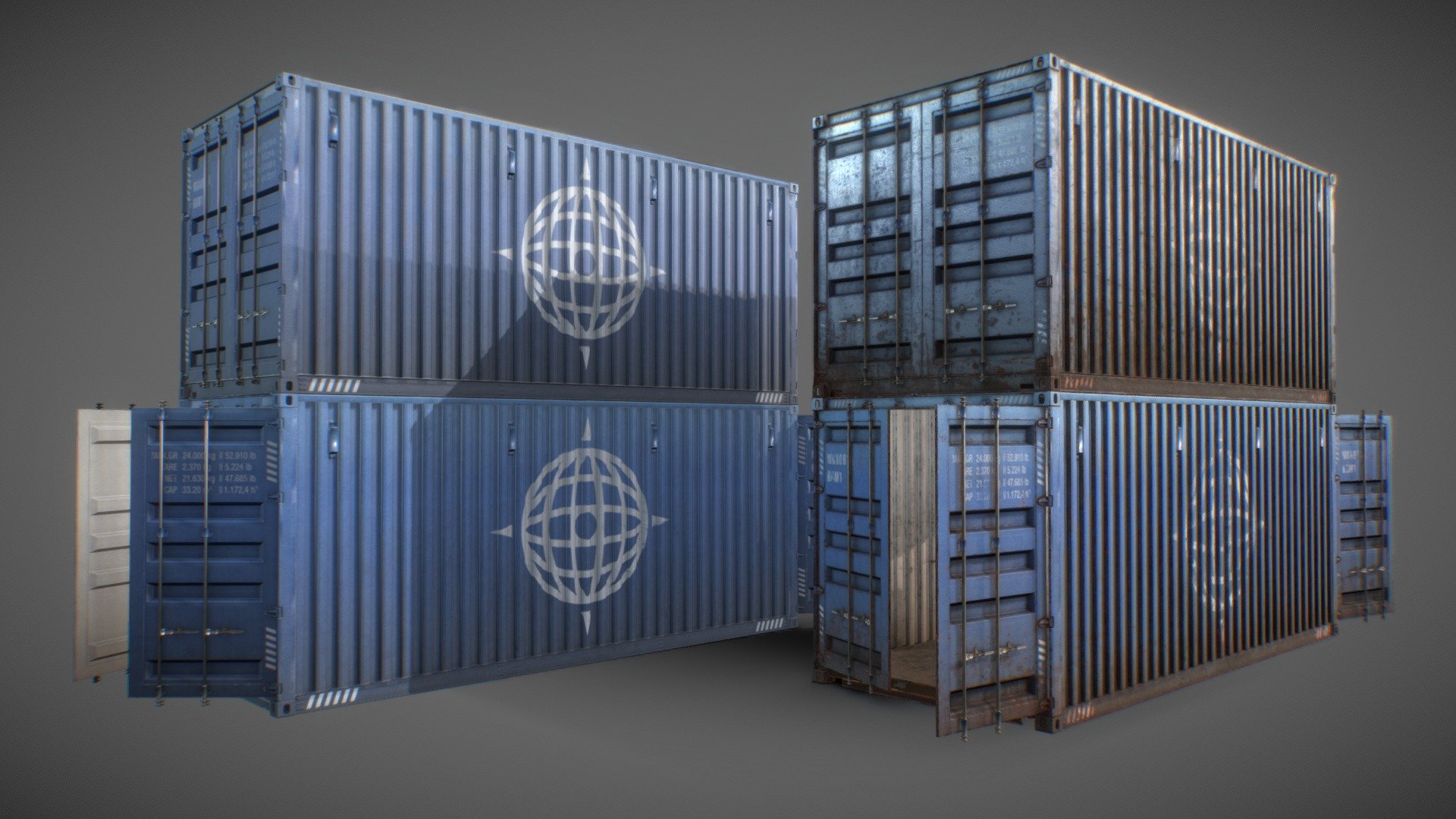 AssetPack: Cargo Containers - NEW / WORN vol.2 - Buy Royalty Free 3D model by MarcinGArt ...