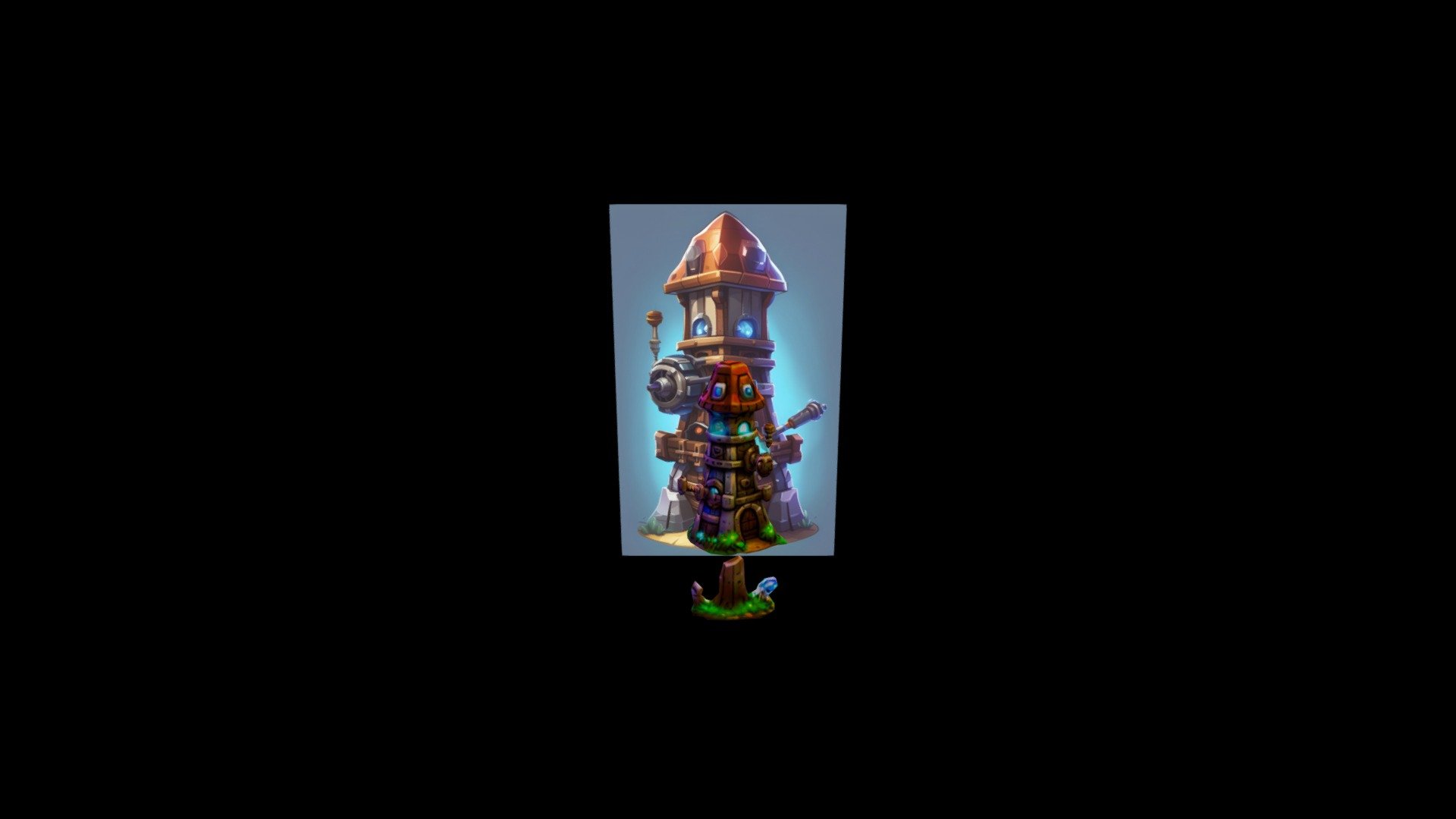 "Steampunk Robot Tower with Blue Eyes" A stea - Download Free 3D model ...