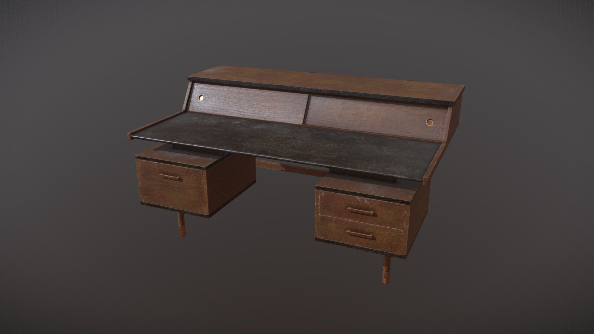 Wooden Retro Desk - Download Free 3D model by Evan Petrov (@EvanPetrov ...