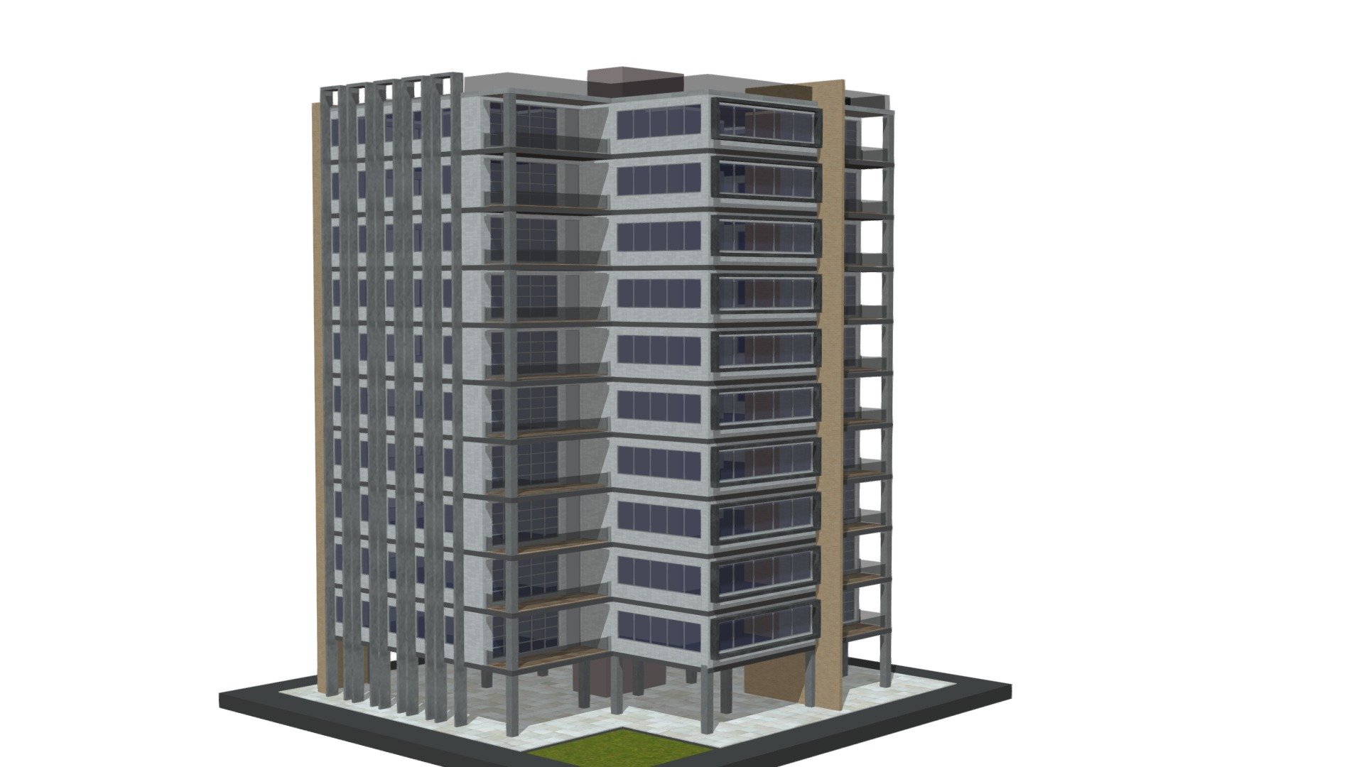 residential complex modern apartment building - Download Free 3D model ...