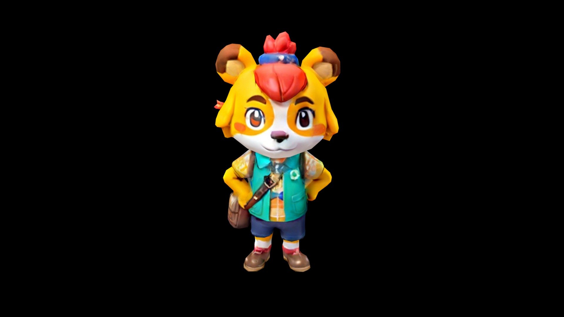 A tan and white animal crossing character, a fox - Download Free 3D ...