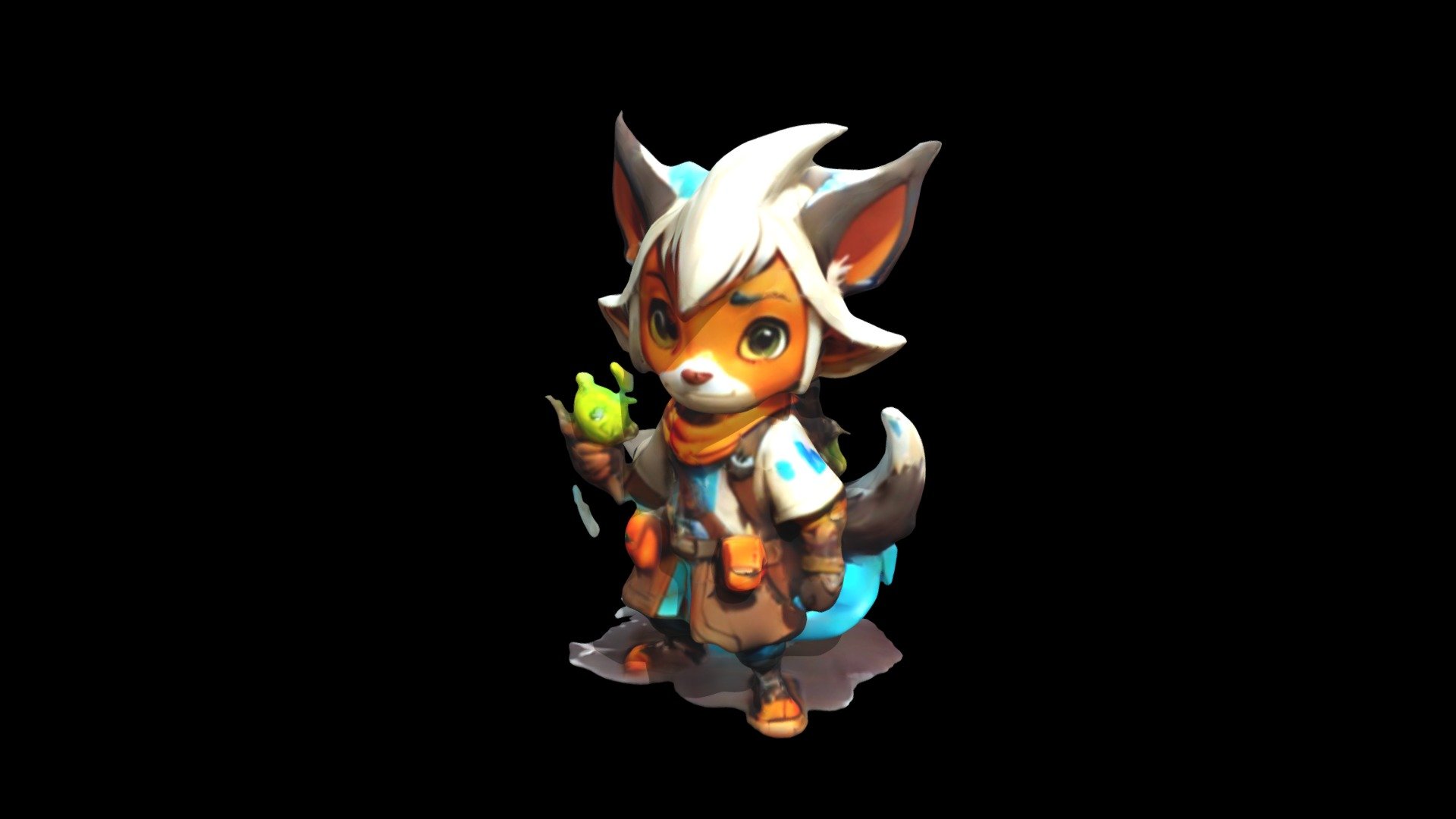 a cartoon illustration of a fox holding a pla - Download Free 3D model ...