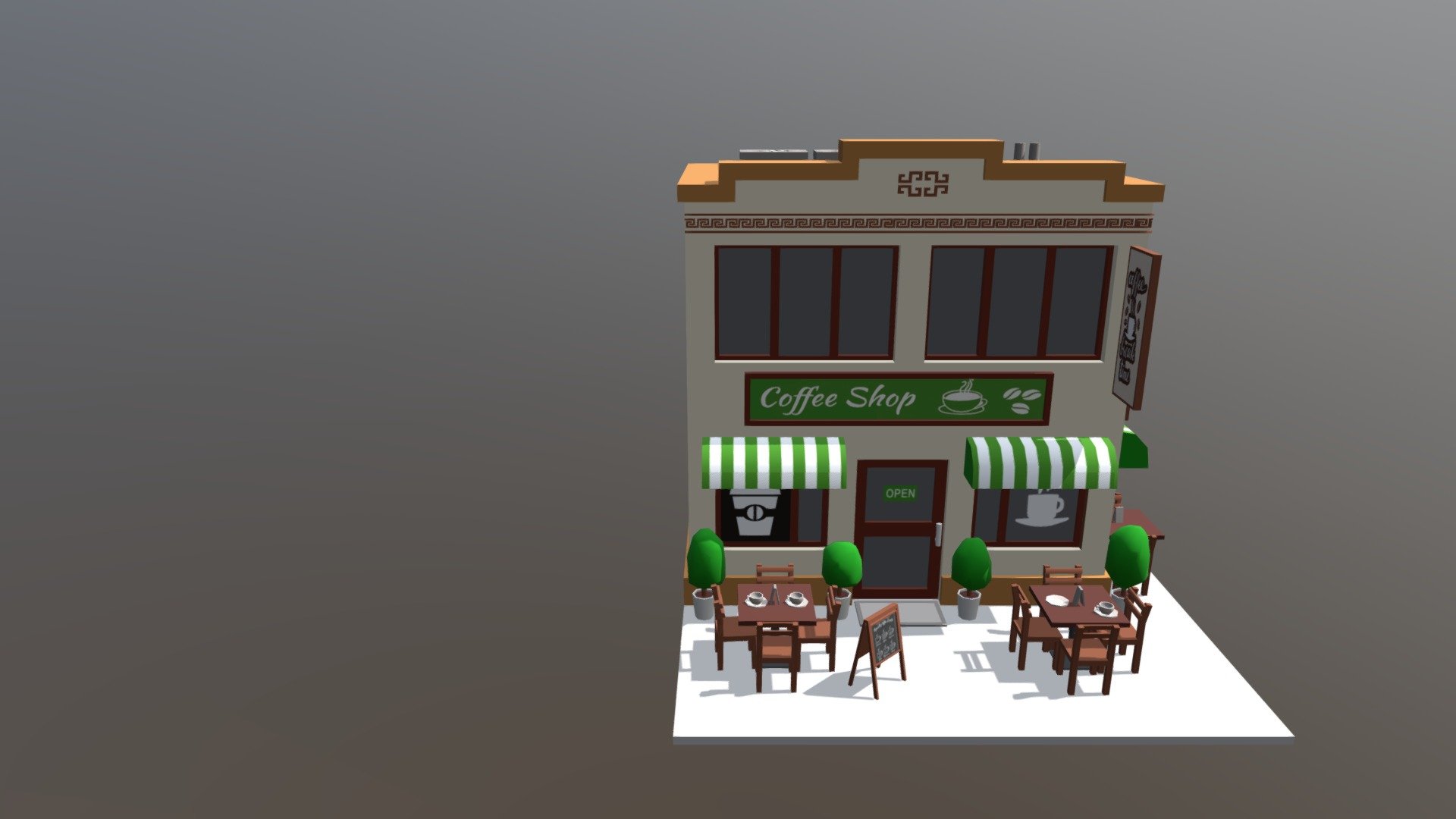 Cafe LowPoly - 3D model by SailorOlika [1f2272a] - Sketchfab