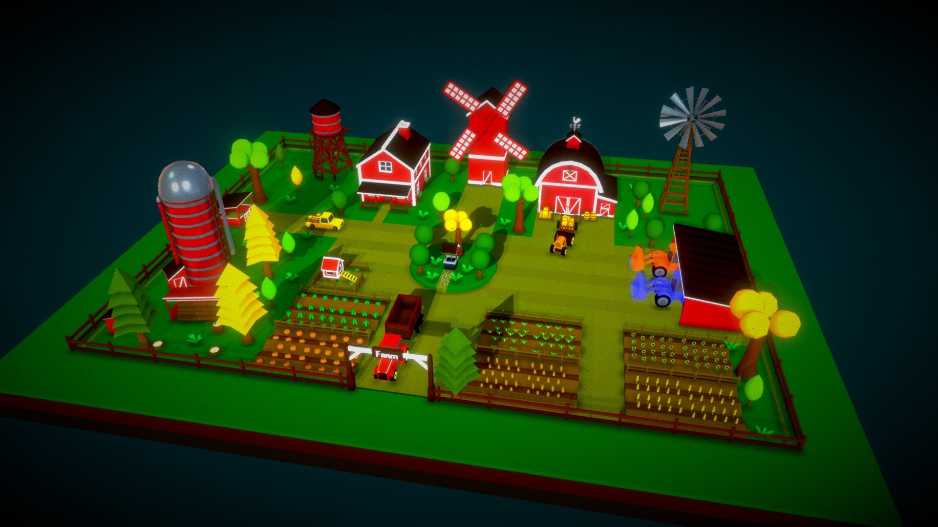 Low Poly Farm - Buy Royalty Free 3D model by NeedLowPoly3D [1f2a77d ...