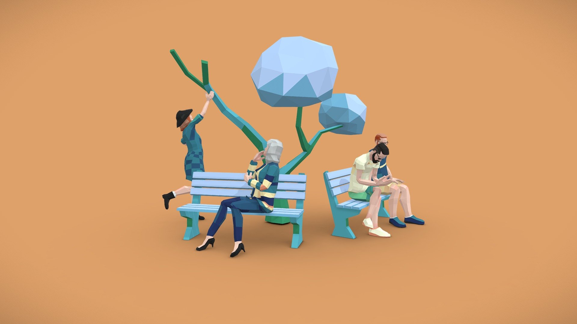 At The Park Low-Poly People Static 3D Set - Buy Royalty Free 3D model ...