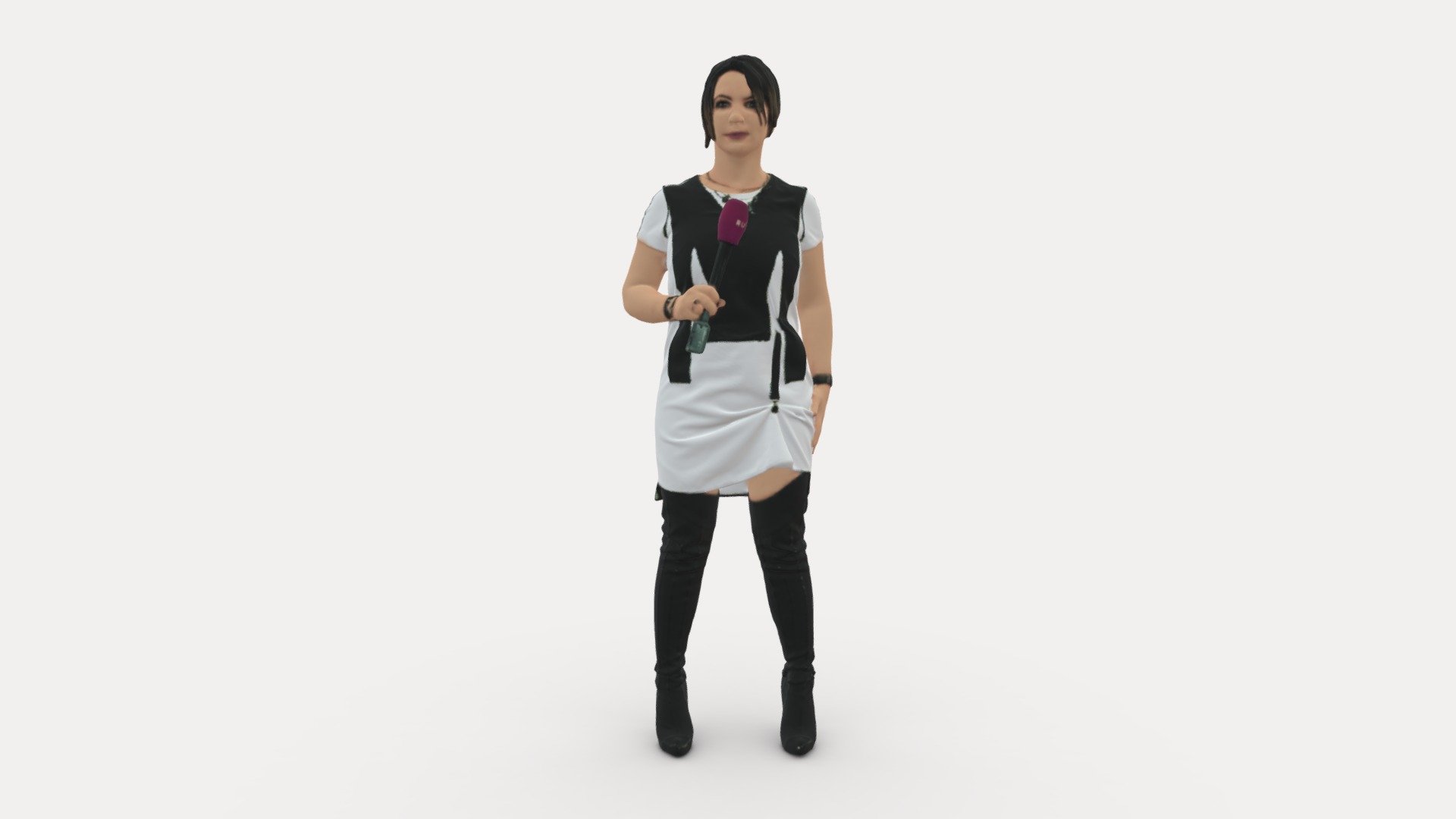 Woman With Microphone 0331 - Buy Royalty Free 3D model by 3DFarm ...