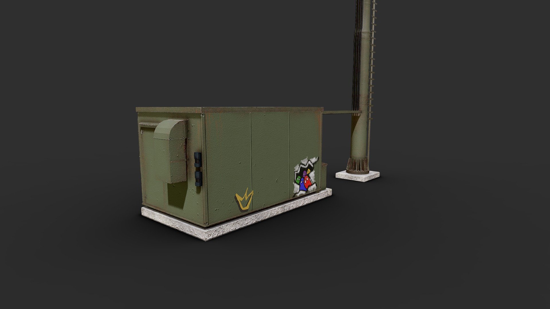 Telecommunications Tower with Cabin - Buy Royalty Free 3D model by ...