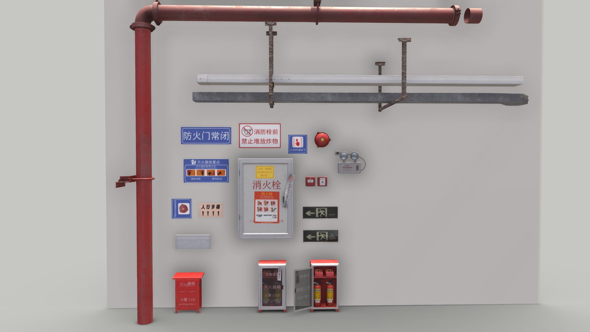 Chinese Fire-fighting Equipment - Buy Royalty Free 3D model by SUSUSUBE ...