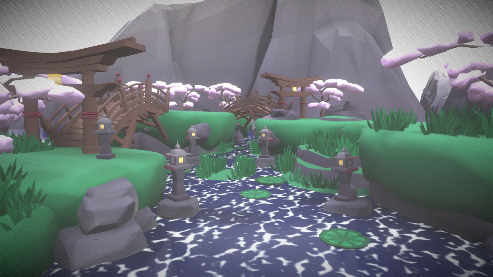 Hanami_Environment - 3D model by Unvik_3D (@unvik) [1f43b72] - Sketchfab