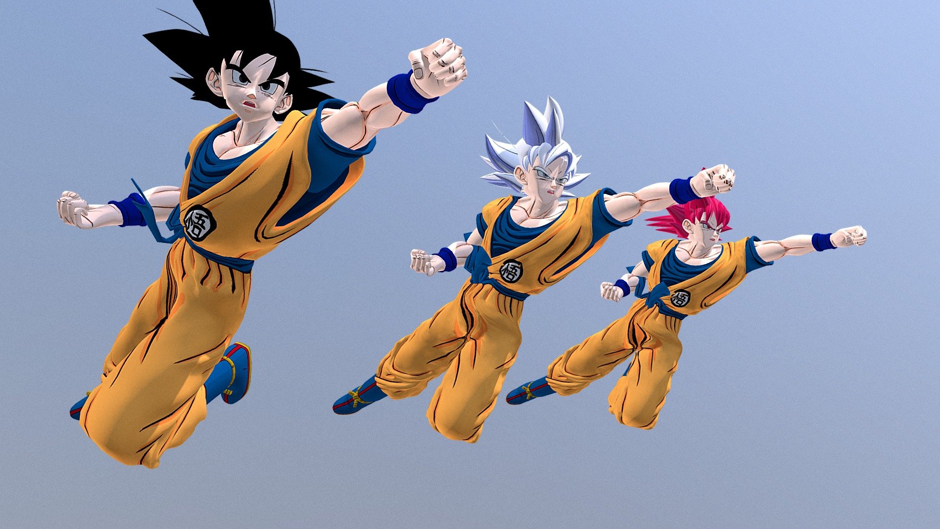 San Goku black white red sayan FBX - 3D model by Masashi Kishimoto .inc ...