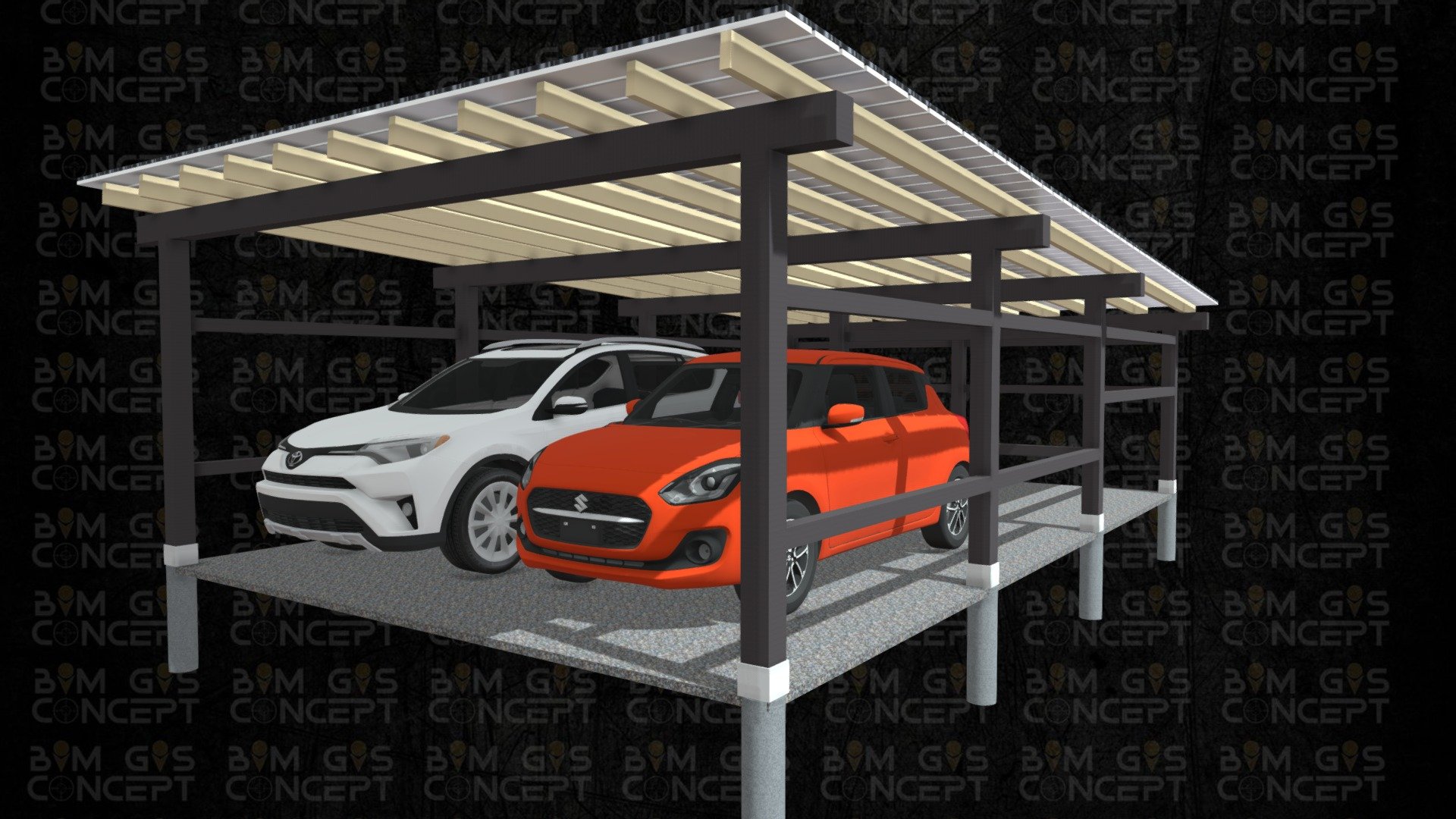 Garaj 2 auto - 3D model by BIM GIS Concept (@bimgisconcept) [1f68e67] - Sketchfab