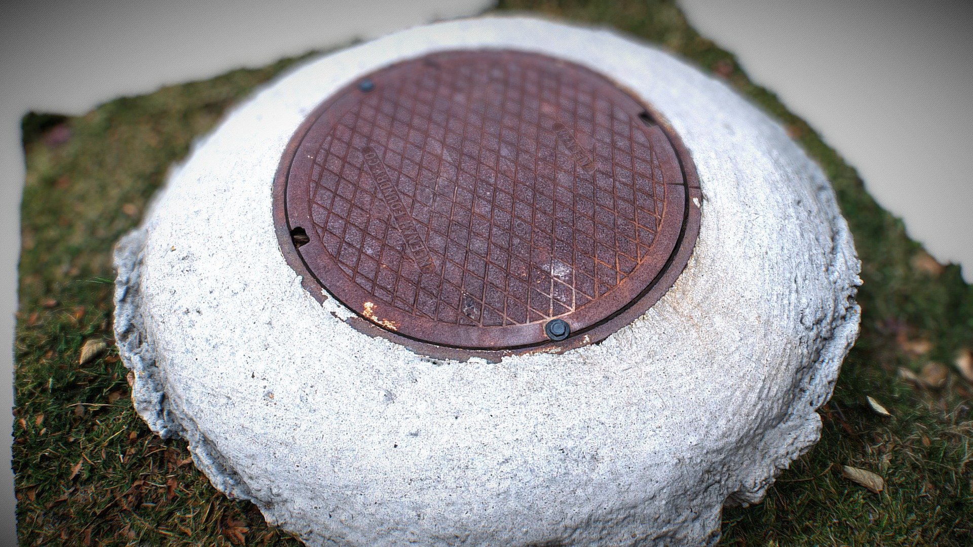 Sewer Lid - Rusted Metal Aged Cement Grass - Buy Royalty Free 3D model ...