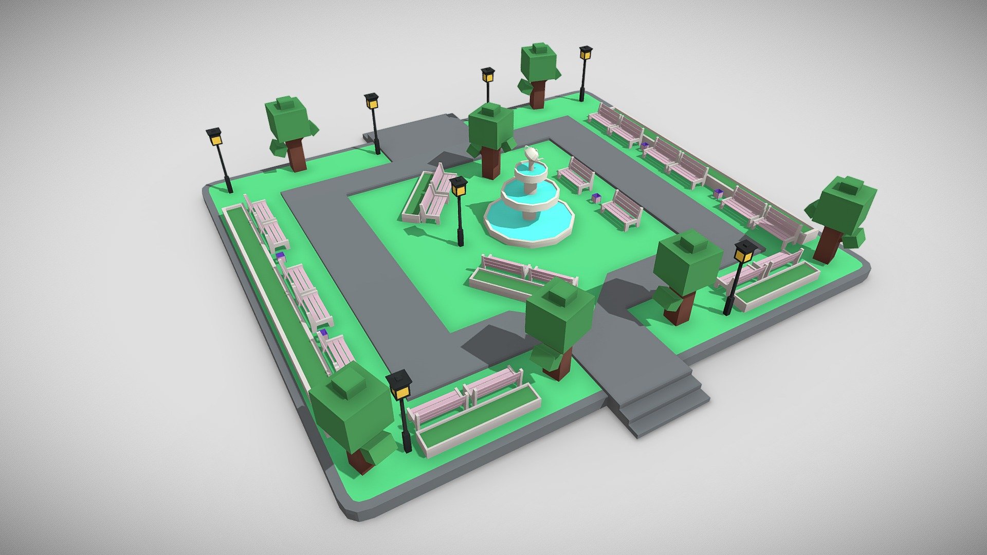 Lowpoly City Park - Buy Royalty Free 3D model by rfarencibia [1f84f3e ...