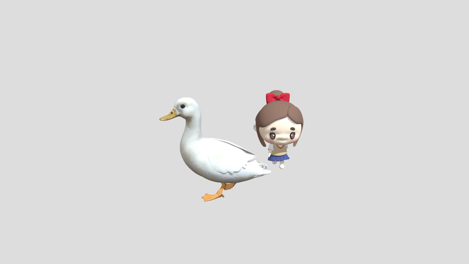 girl_chasing duck - 3D model by sakuramoto [1f98a0e] - Sketchfab