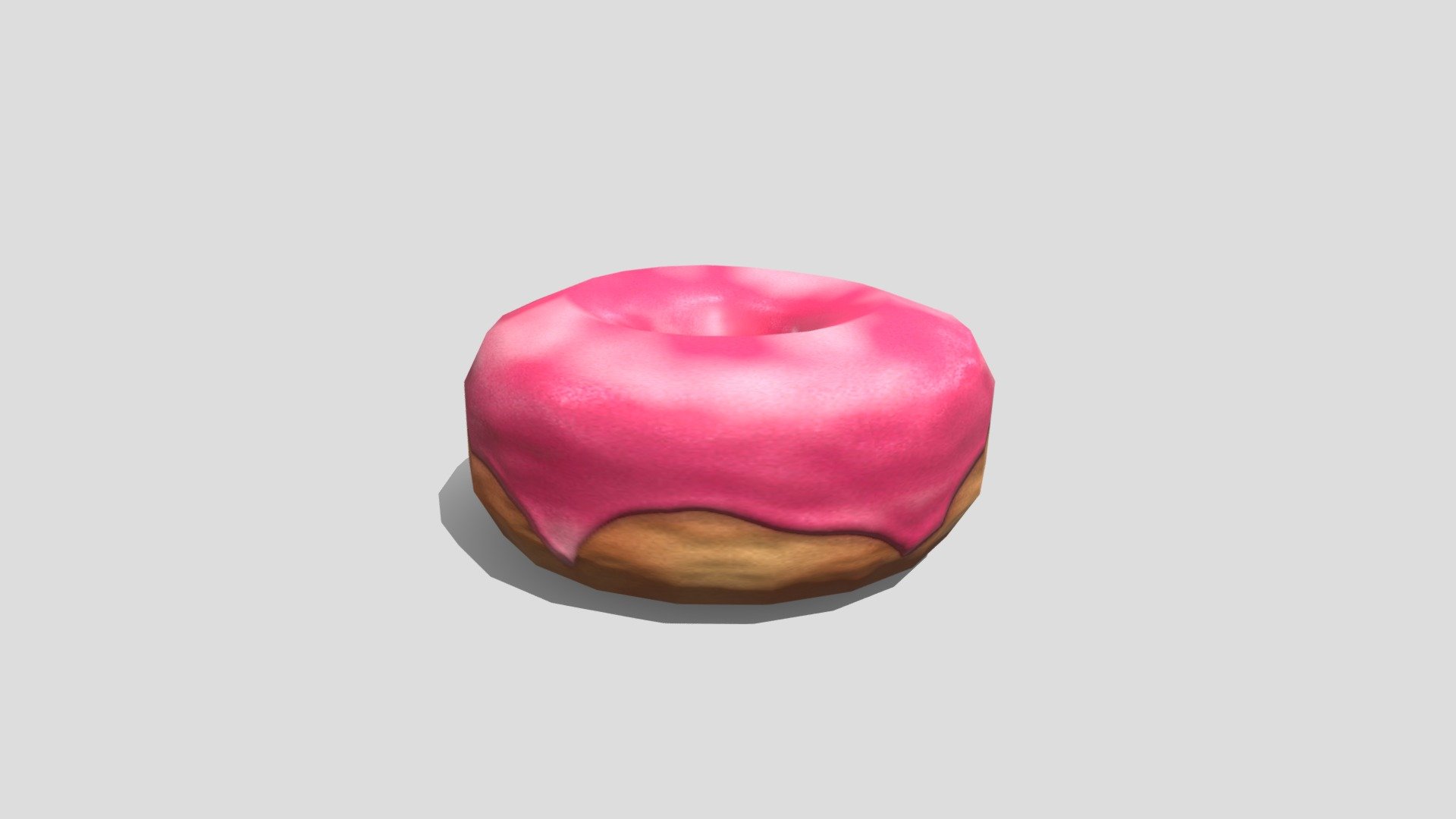 Strawberry Glazed Doughnut Low-poly 3D model - Download Free 3D model ...