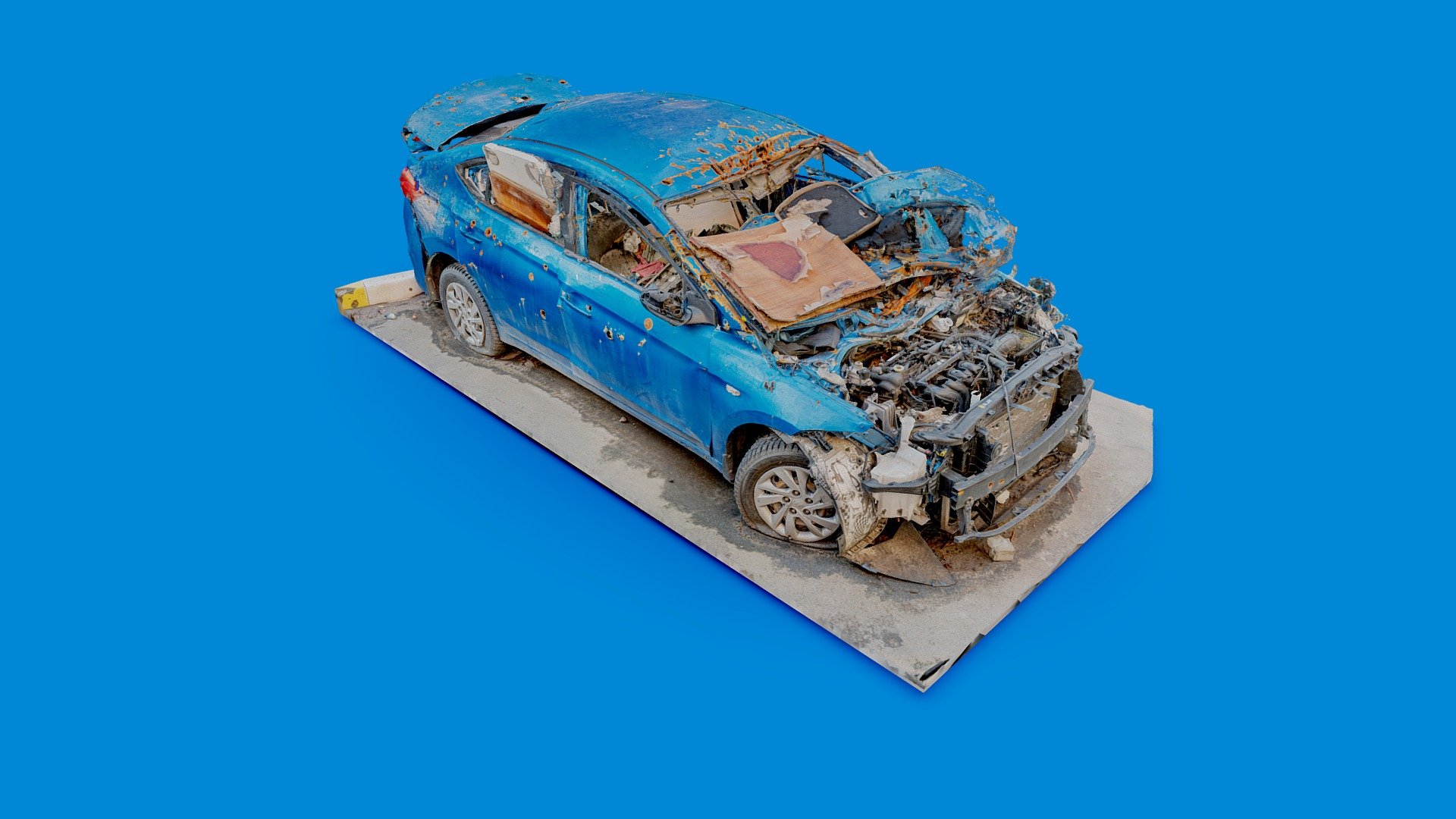 Abandoned destroyed car Hyundai Elantra - Download Free 3D model by ...