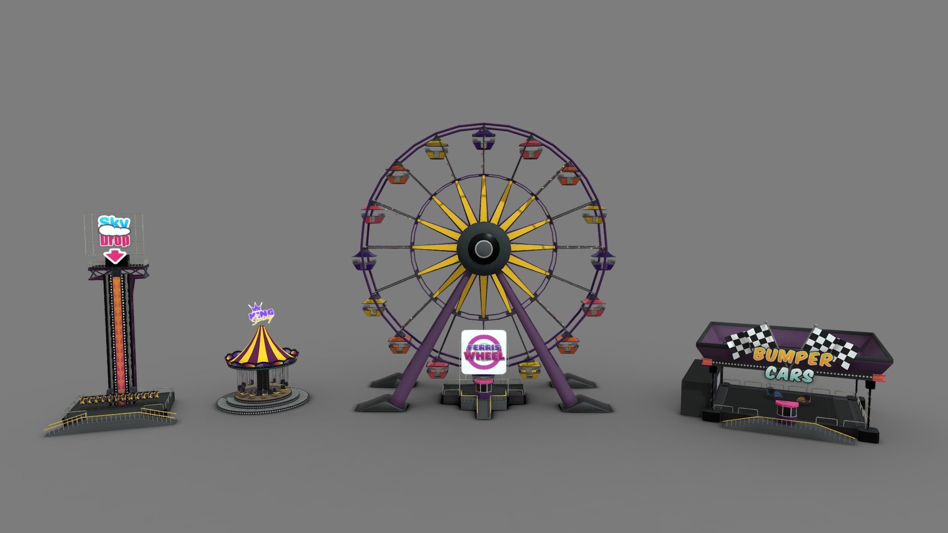 Amusement park game attractions pack - Download Free 3D model by ...
