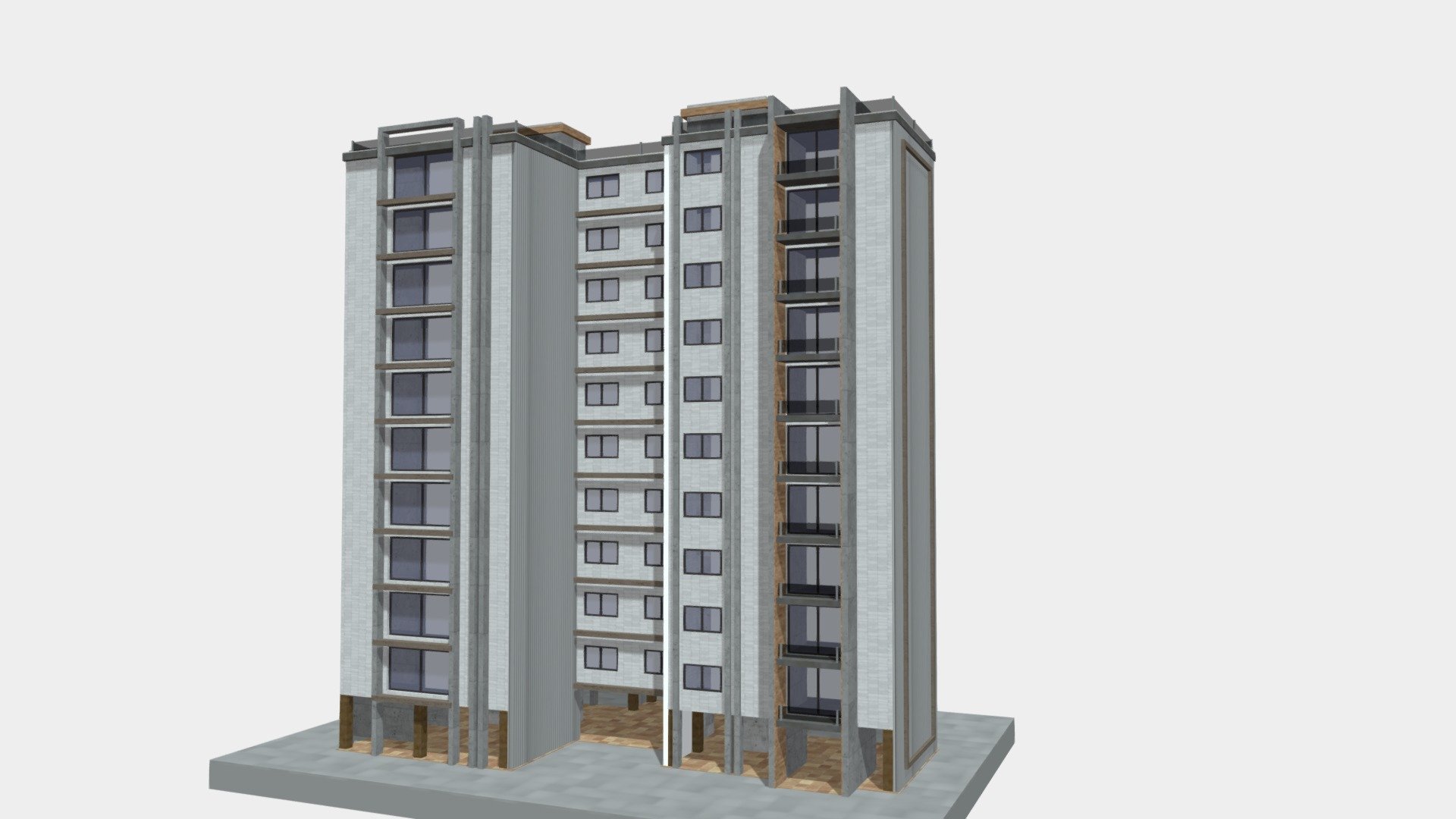 residental tower office apartment building - Download Free 3D model by ...