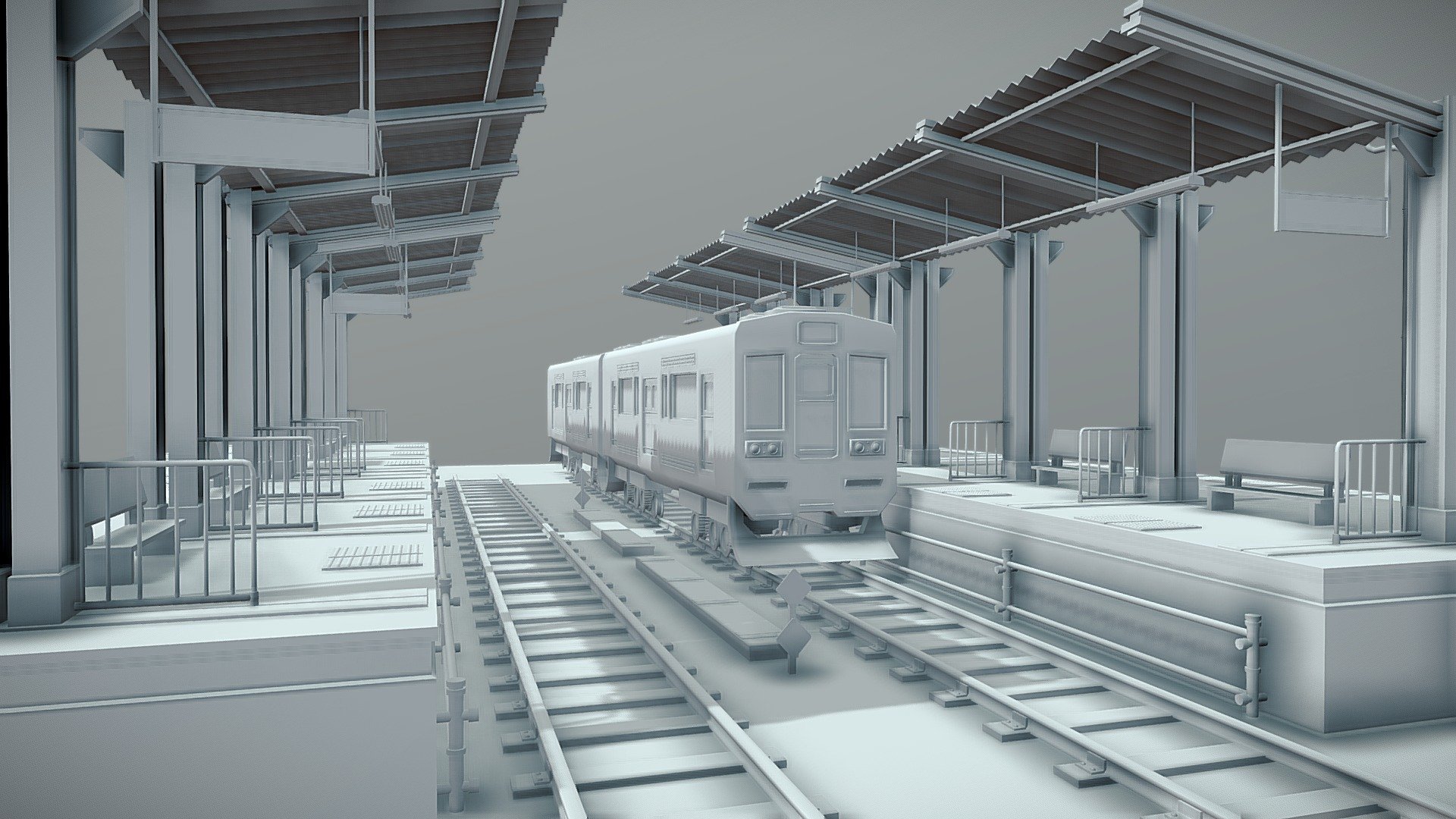 Anime Train Station Japanese Railway - 3D model by 3DGhost903 [1fd7d44 ...