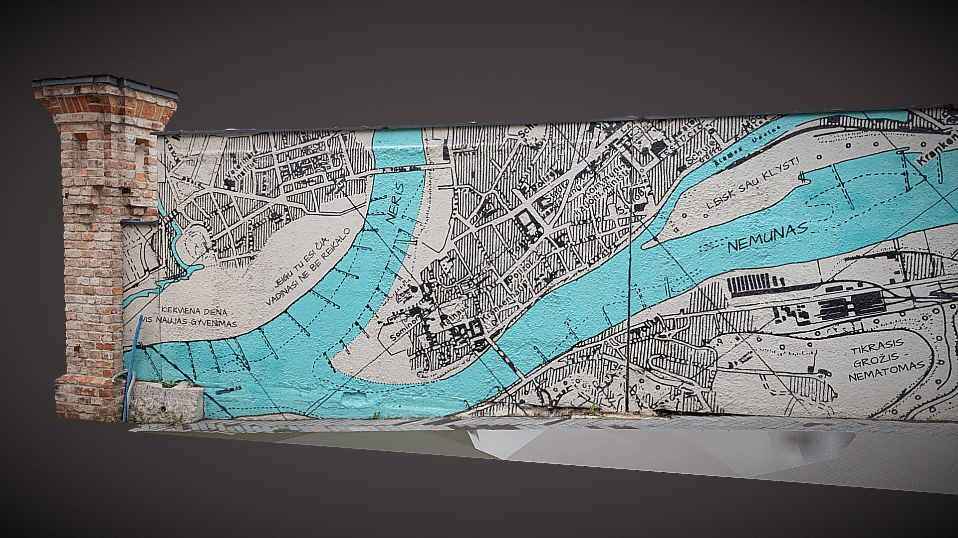 City map mural photogrammetry. Kaunas - Buy Royalty Free 3D model by ...