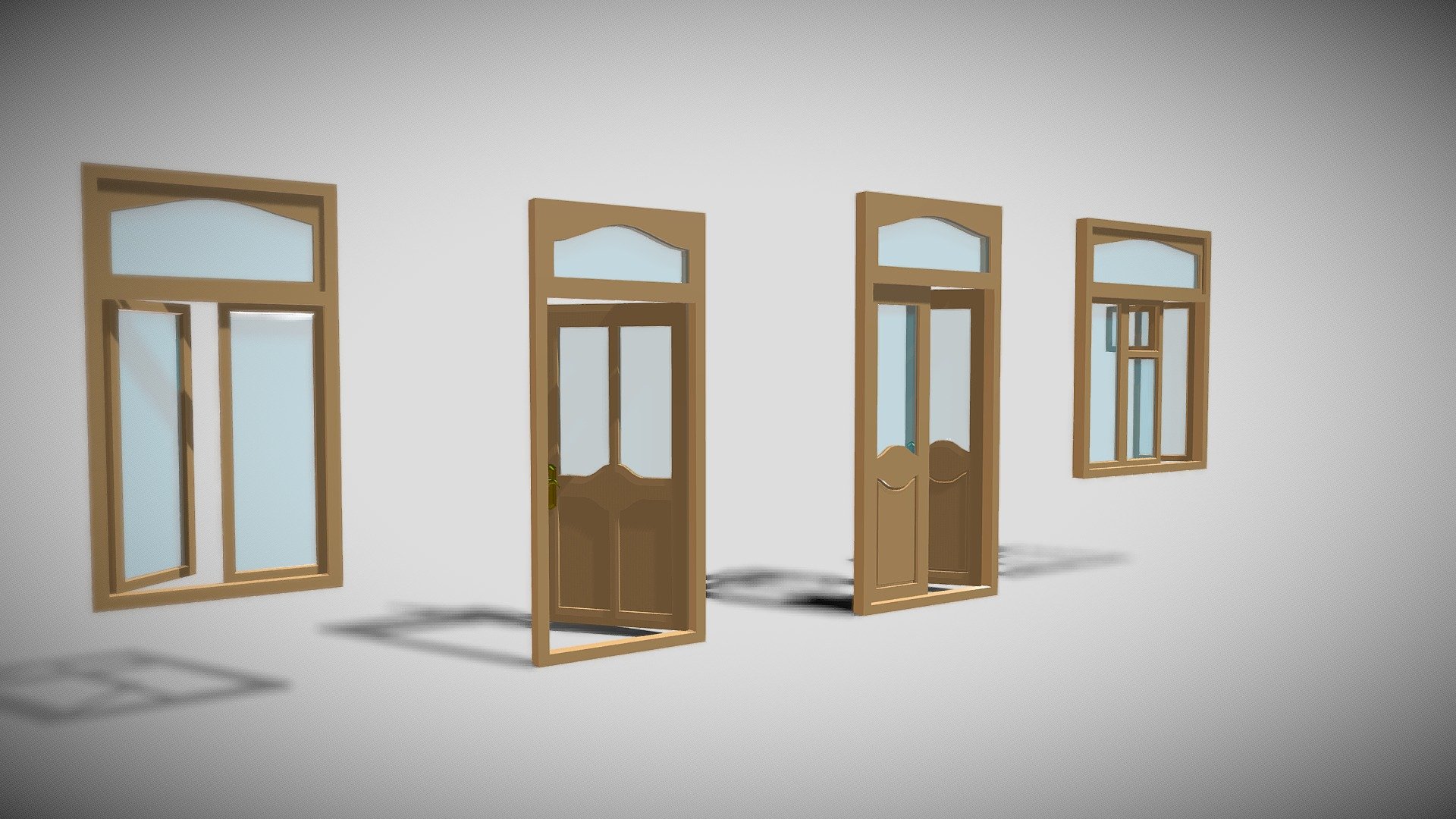 wooden door and wooden window - Download Free 3D model by mirvaliyev_3d ...