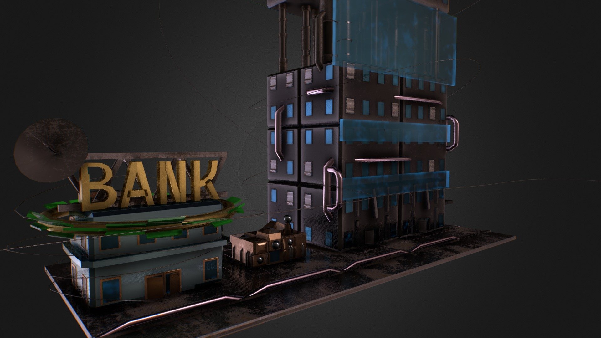 Cyberpunk Bank & Office - 3D model by thejjm [1ffac67] - Sketchfab
