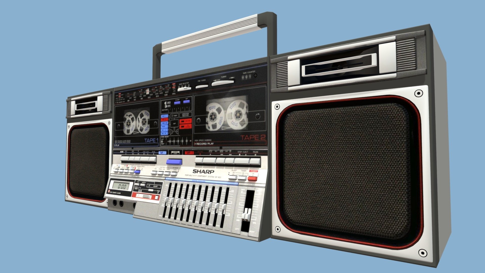 Retro Boom Box Ghetto Blaster - Buy Royalty Free 3D model by ...
