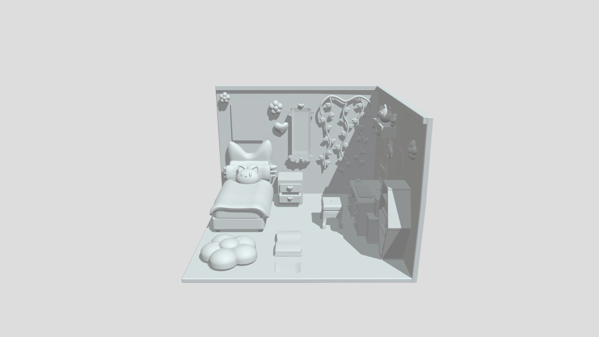 Isometric Kitty Room - 3D model by allyh [200b80e] - Sketchfab