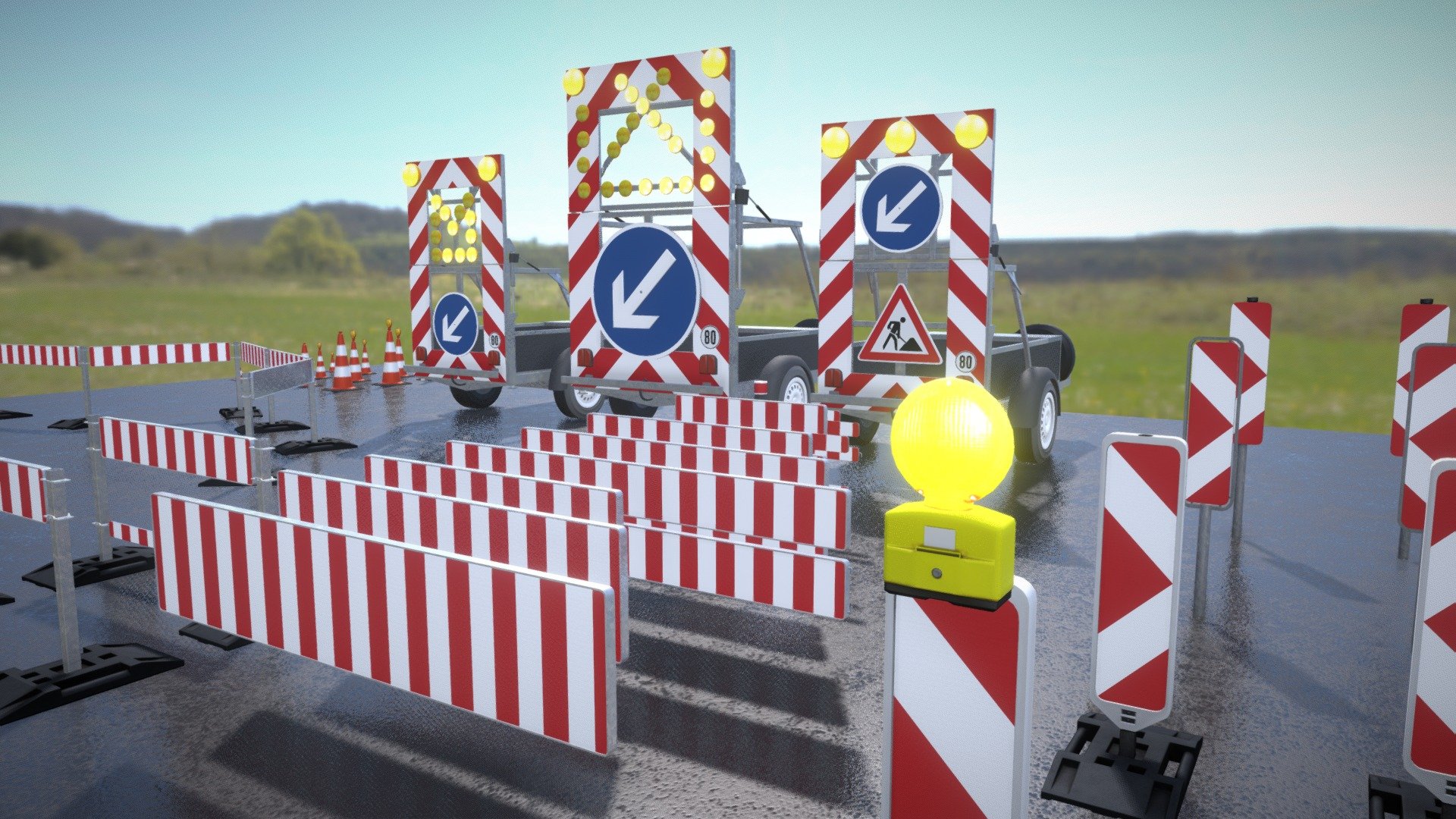 Construction Site Barriers (WIP-4) - 3D model by VIS-All-3D (@VIS-All ...