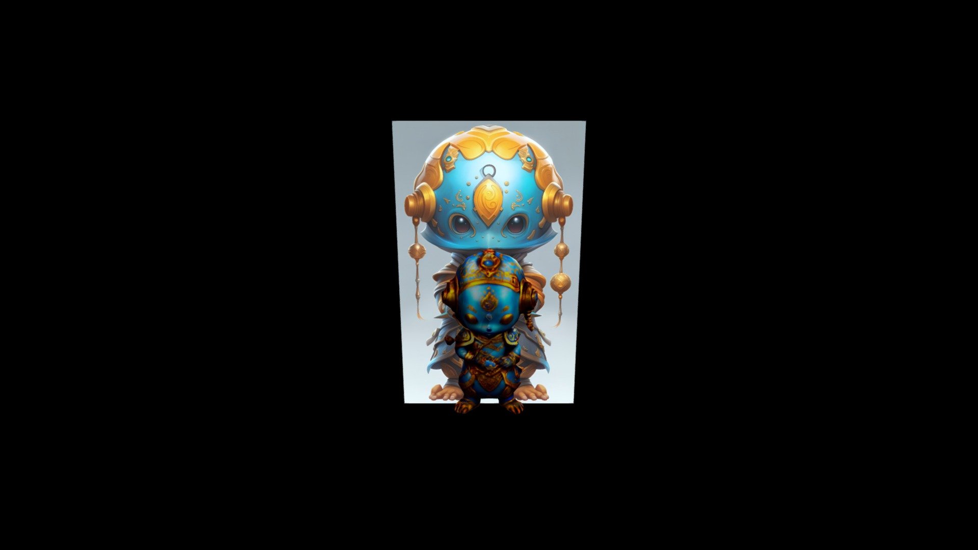 "Blue and Gold Monk Cartoon Character" A cart - Download Free 3D model ...