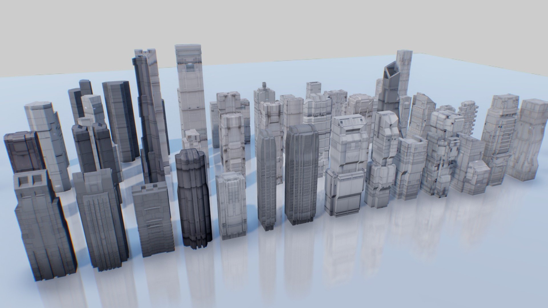 futuristic architecture set 13 - 3D model by ztrztr (@ztrztr3) [2017043 ...