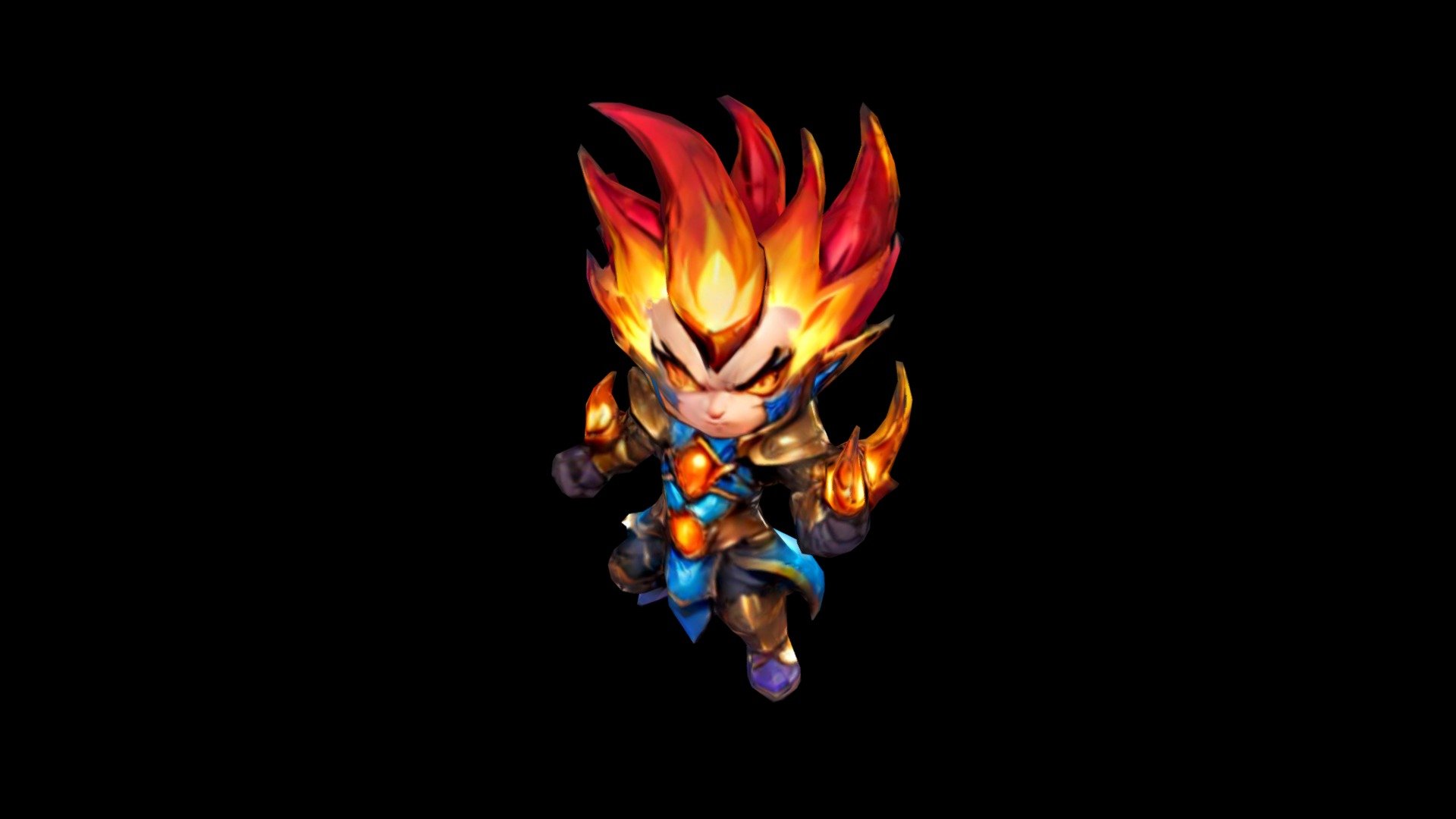 An animated character with fiery hair and a dete - Download Free 3D ...