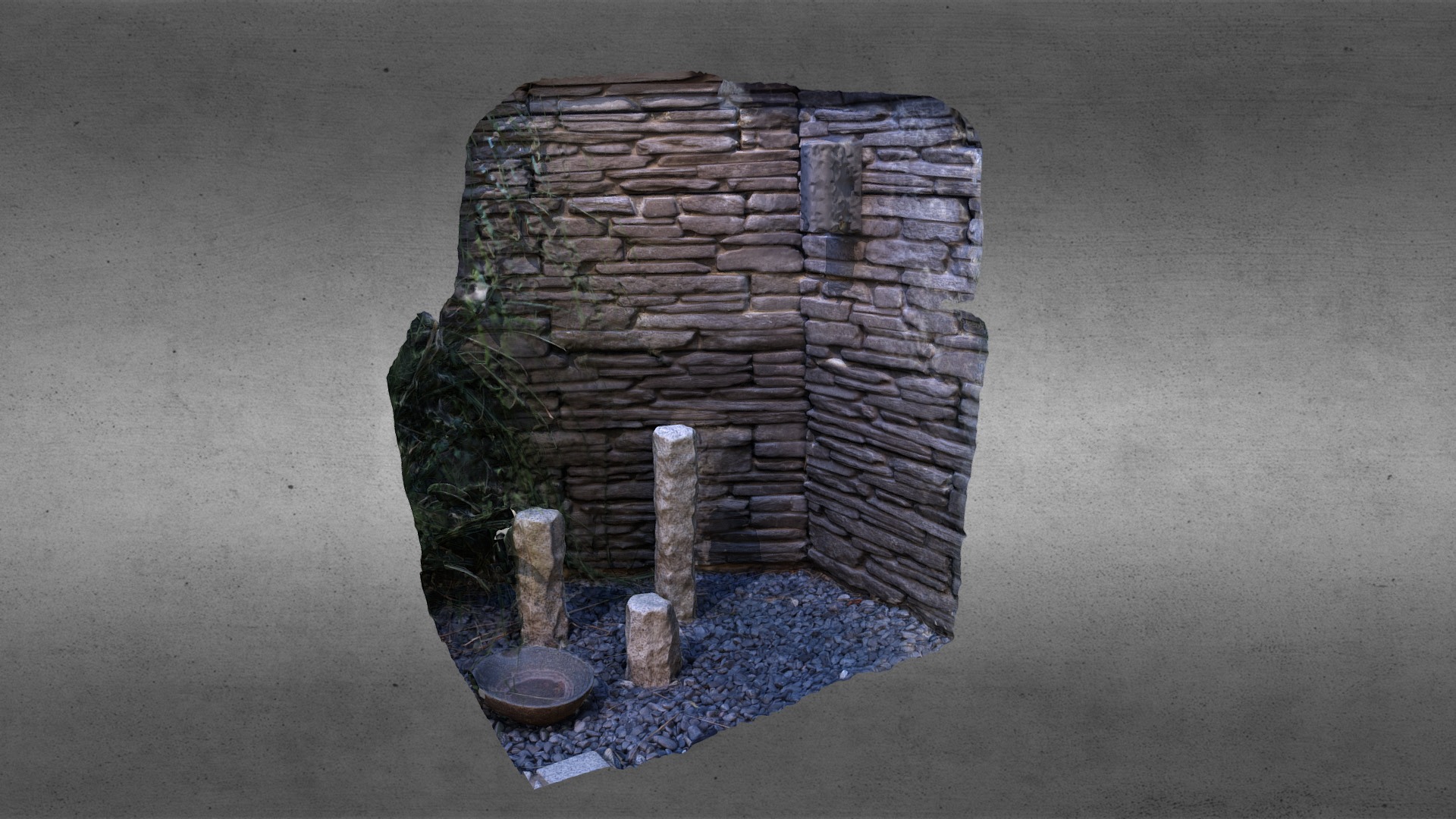 concrete wall + 3 stone pillars photogrammetry - Download Free 3D model ...