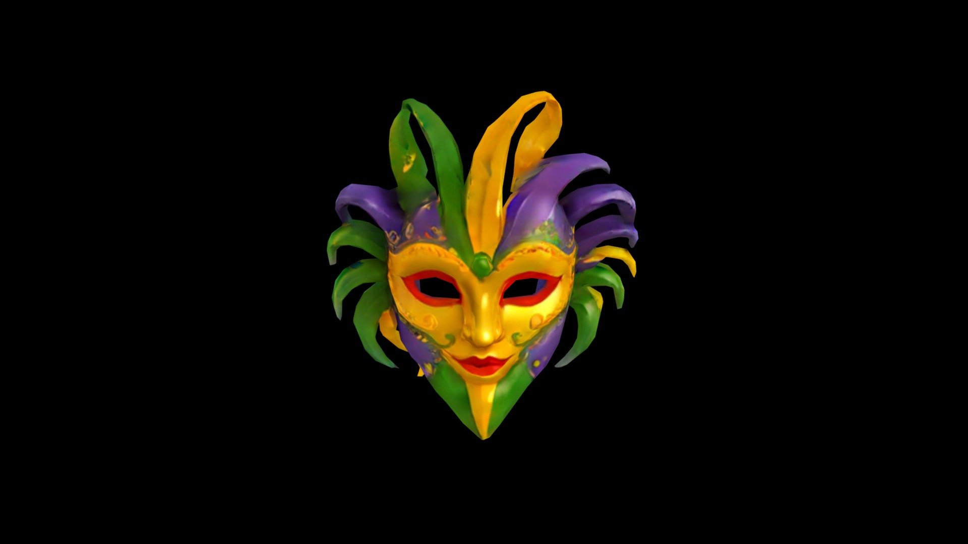 A colorful mask with green, yellow, purple, and - Download Free 3D ...
