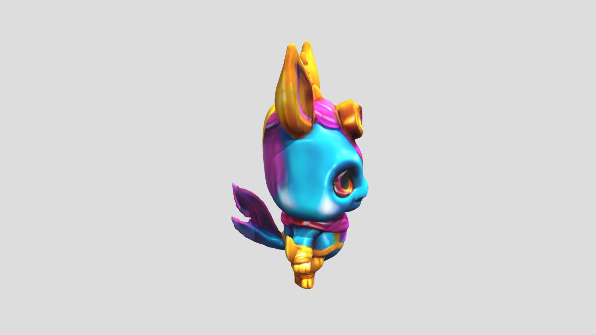 Smiling cartoon blue pony with yellow horns and - Download Free 3D ...