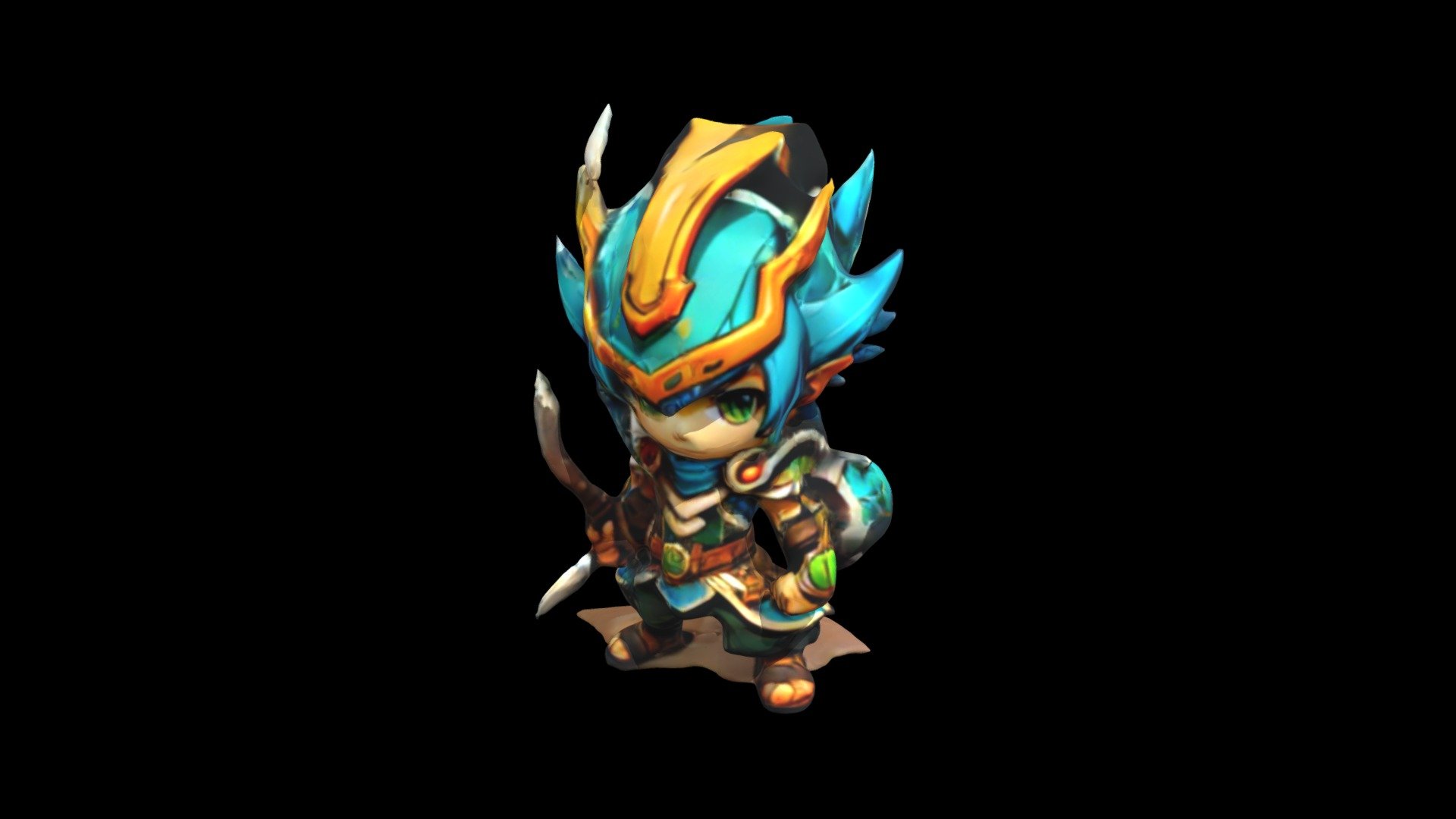 An image of a chibi-style character with blue ha - Download Free 3D ...
