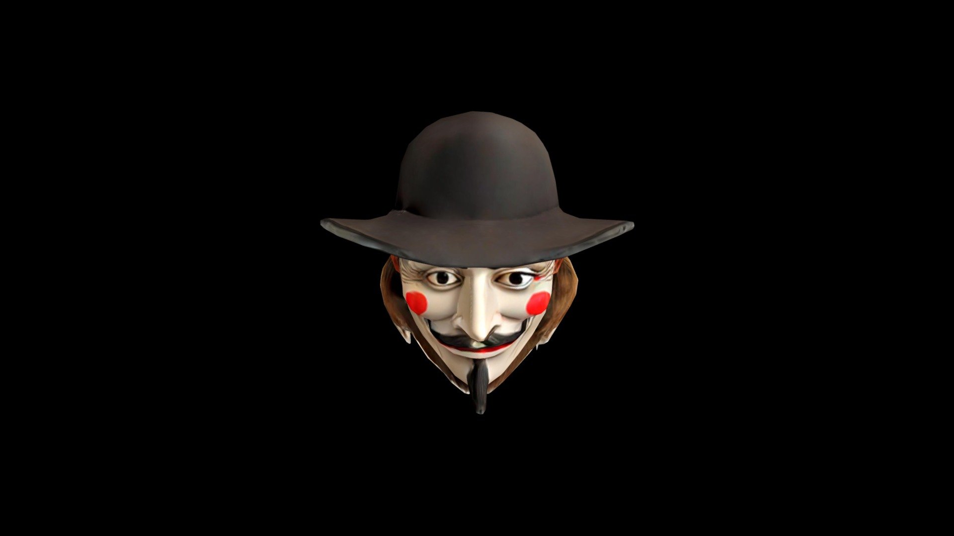 A man wearing a Guy Fawkes mask and a top hat, w - Download Free 3D ...