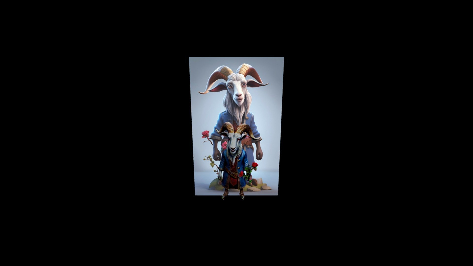 a cartoon goat wearing a blue coat and a blue ja - Download Free 3D ...