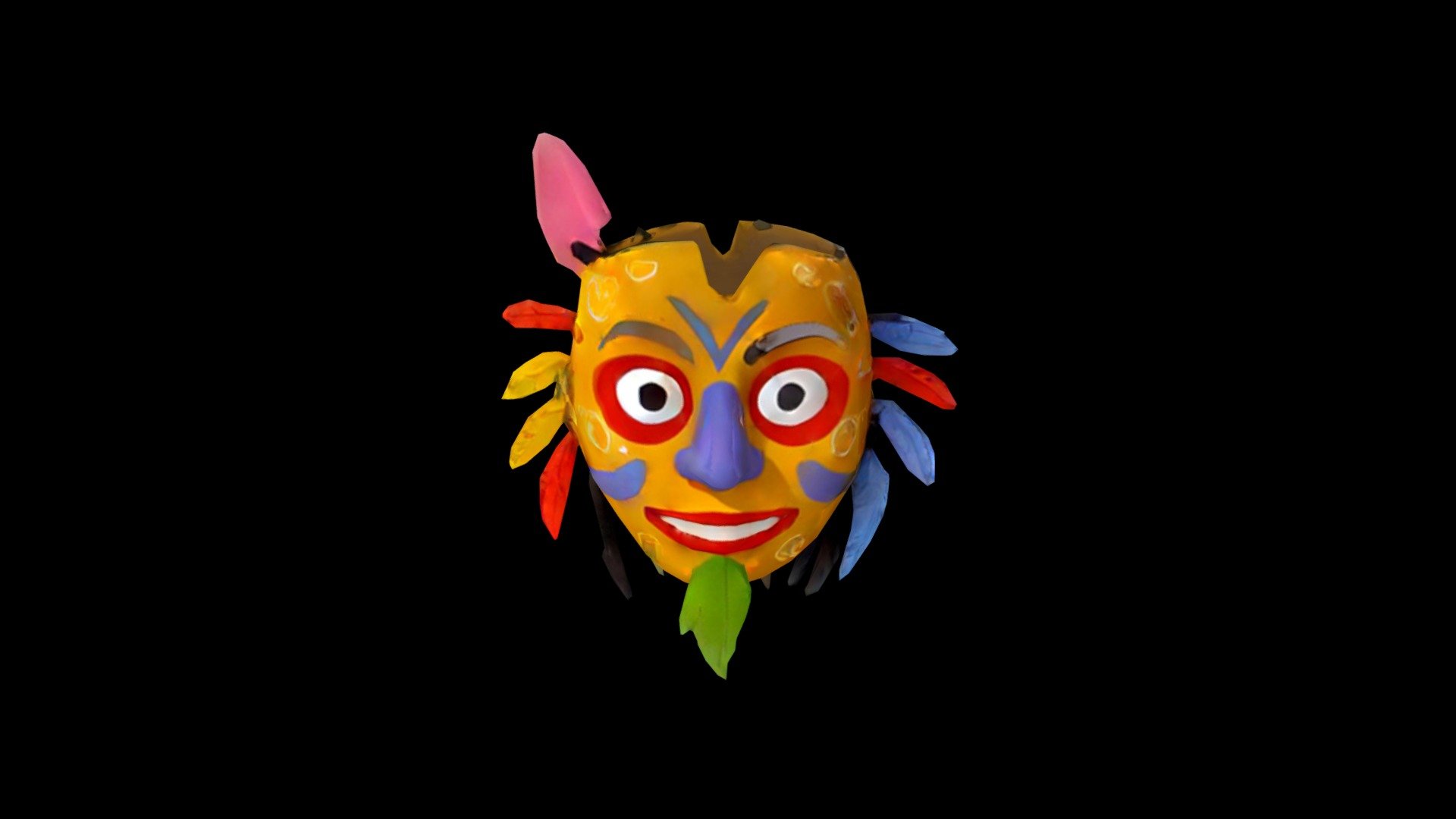 A colorful mask with yellow face, pink and black - Download Free 3D ...