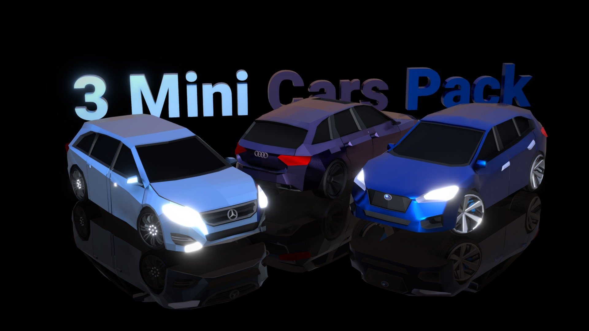 3 Hatchback Mini Pack - Mercedes, Subaru & Audi - Buy Royalty Free 3D ...