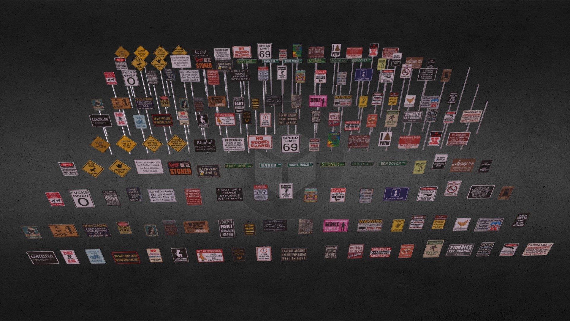 Funny Street Sign Pack v2 - Download Free 3D model by TampaJoey ...
