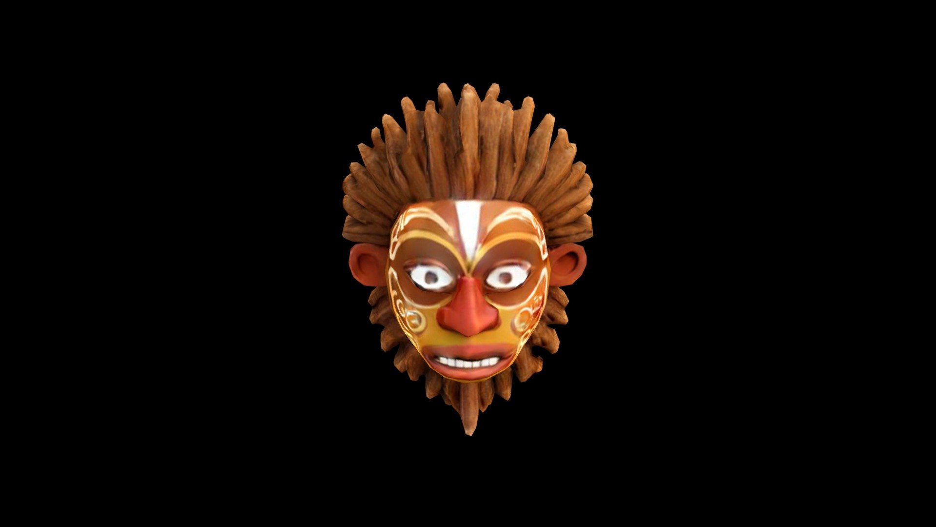 A character mask with crazy hair, big eyes, and - Download Free 3D ...