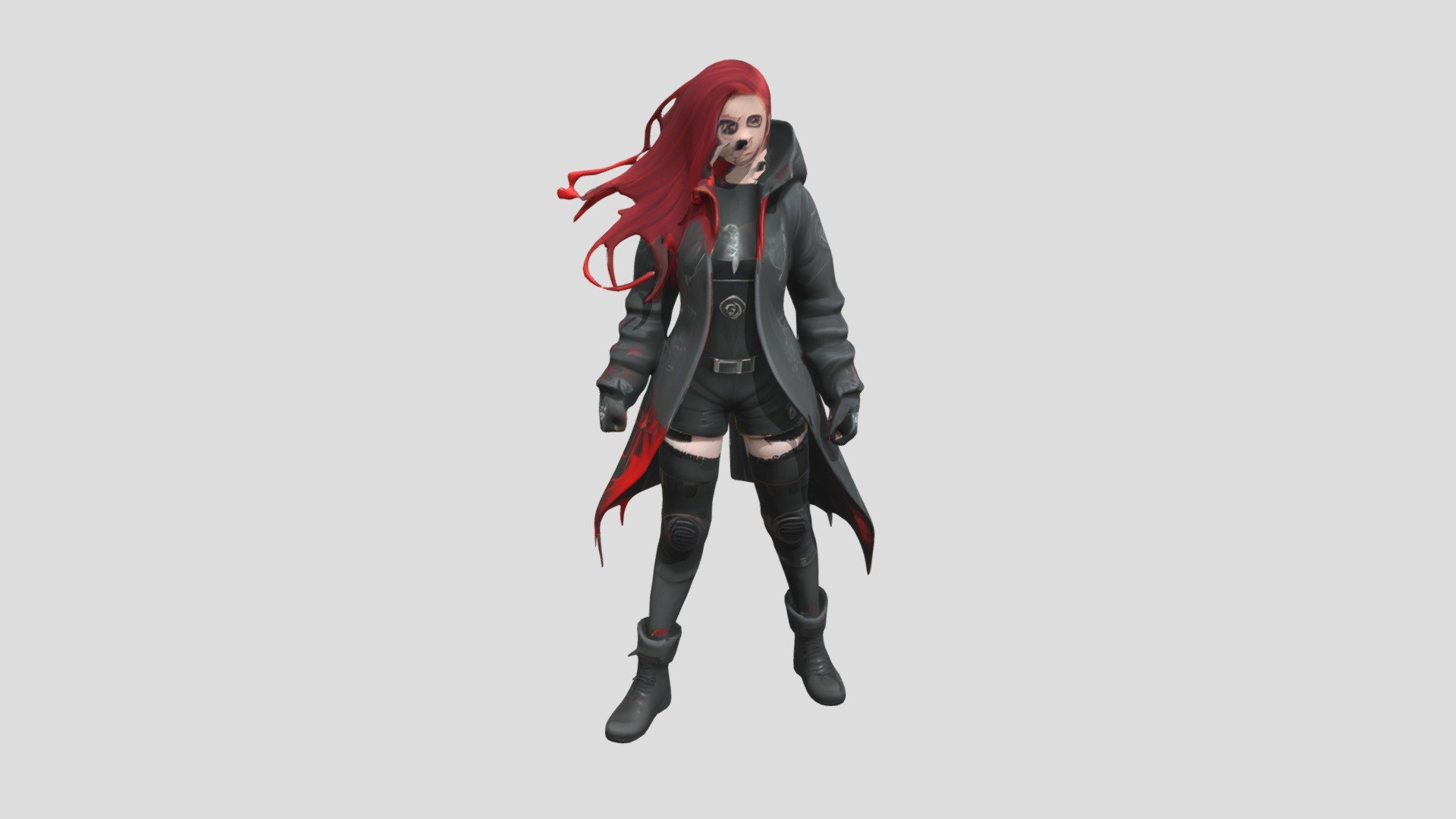 Female character in dark attire - 3D model by 7shadesofpurple [2072437 ...