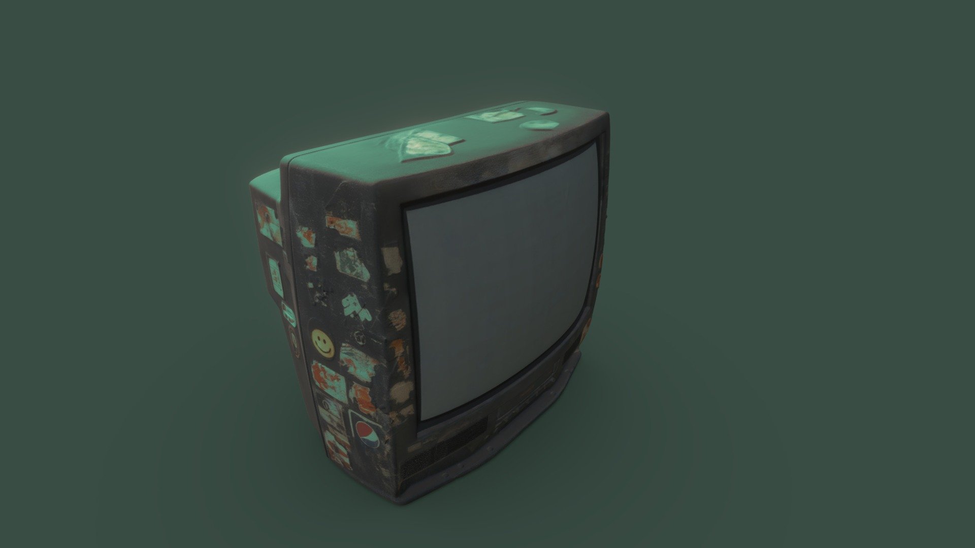 Old CRT TV with Worn Stickers – Retro Look - 3D model by rienadelshrief ...